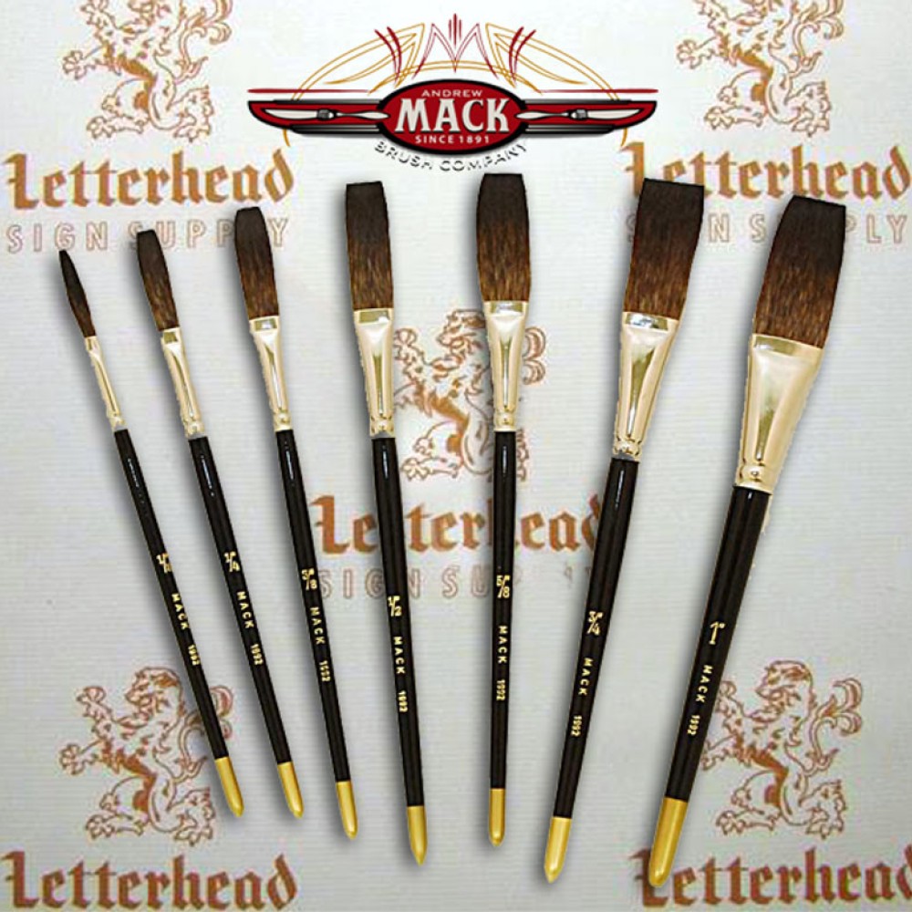 mack brush flat lettering brush soft stroke brown series-1992 full set